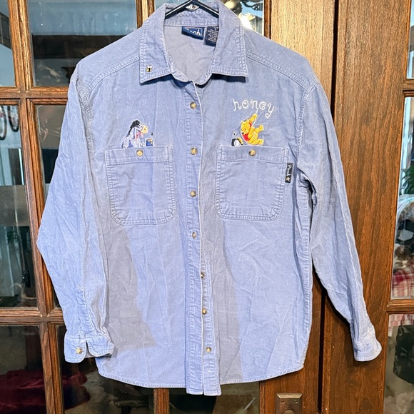 Disney | Tops | Disney Blue Corduroy Button Down Shirt W Embroidered ...